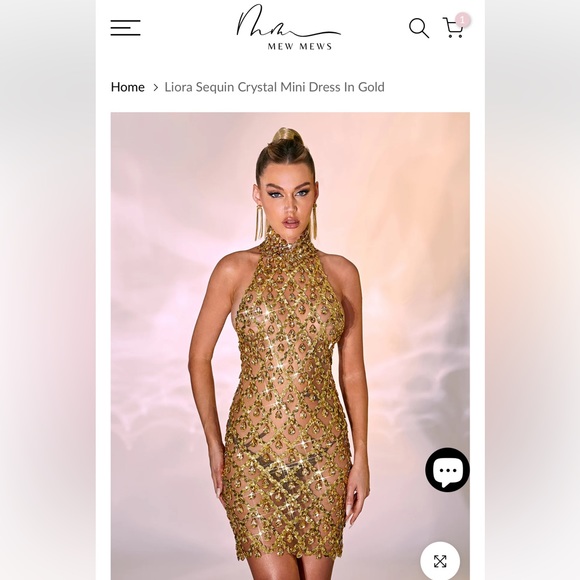 Mew Mews | Dresses | Mew Mews Liora Sequin Crystal Mini Dress In Gold ...